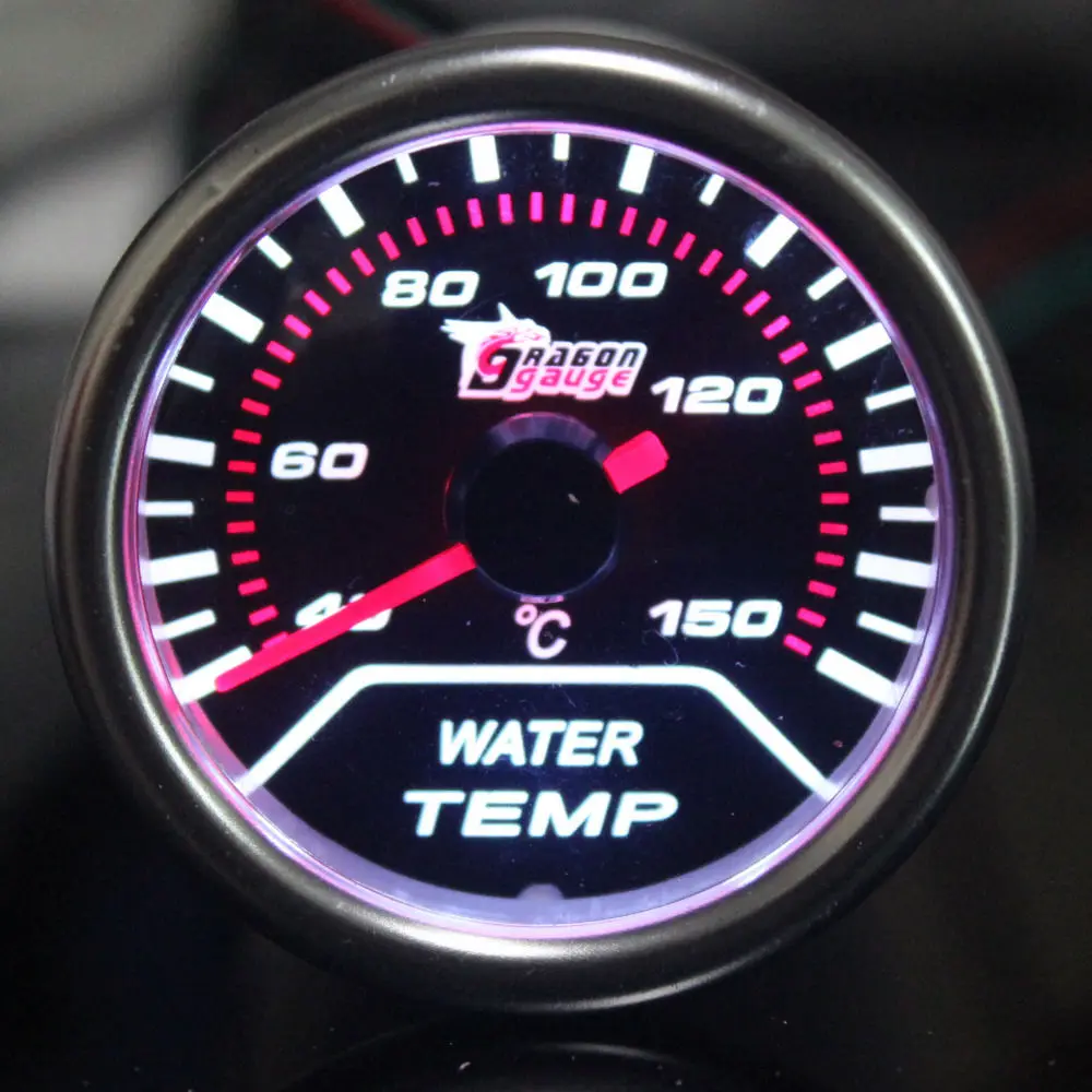 2" 52mm Water Temp Gaug Smoke Len White Analog LED Display Water ...