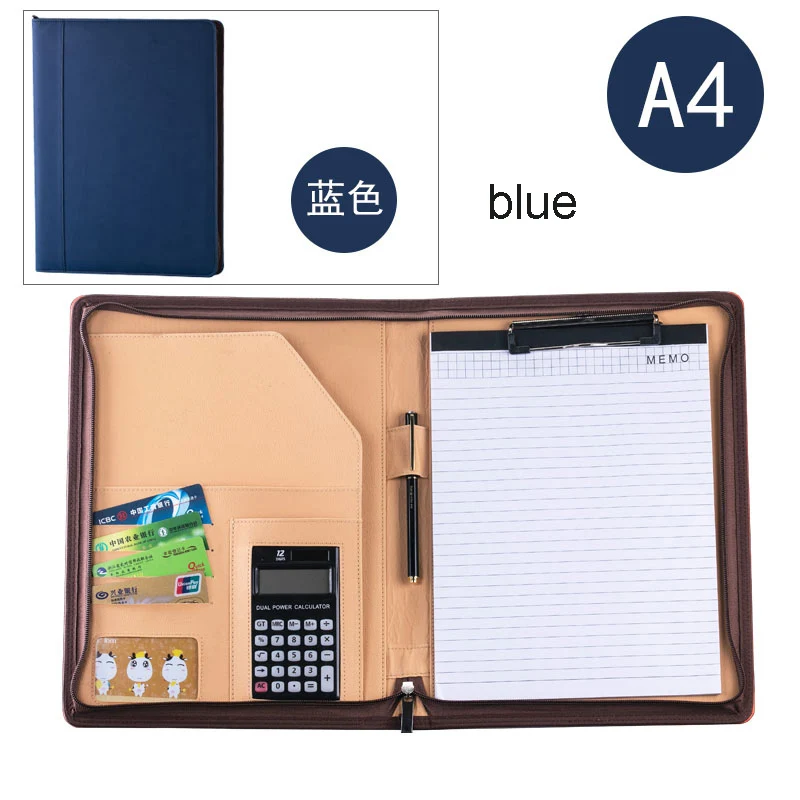 multifunction a4 document zipper bag folders with a zip PU leather ...