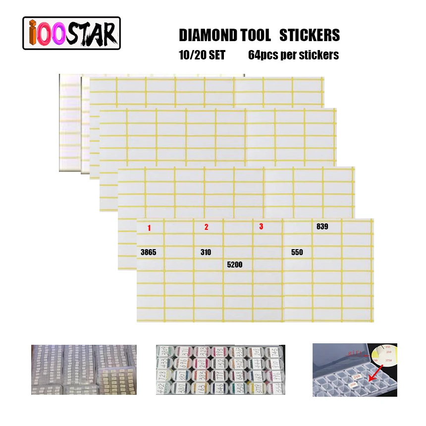 15 Sheets 64 stickers Diamond Classification Storage Distinguish Label ...