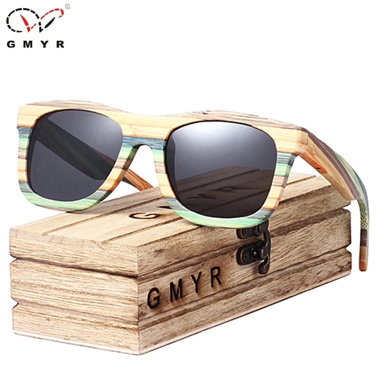 GMYR Multi Color Sunglasses Bamboo Polarized Mirror Women Wood ...
