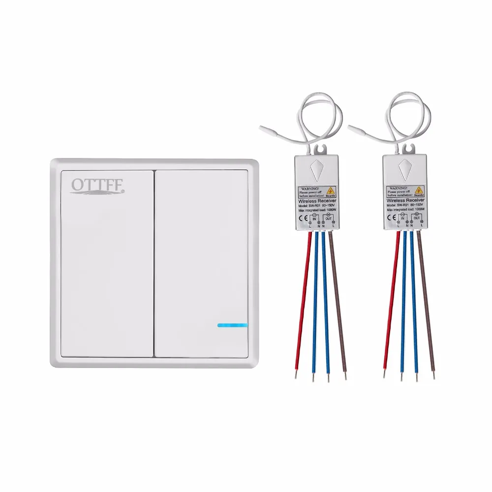2 Way Wireless Lights Switch with Receiver Remote Multiunit House ...