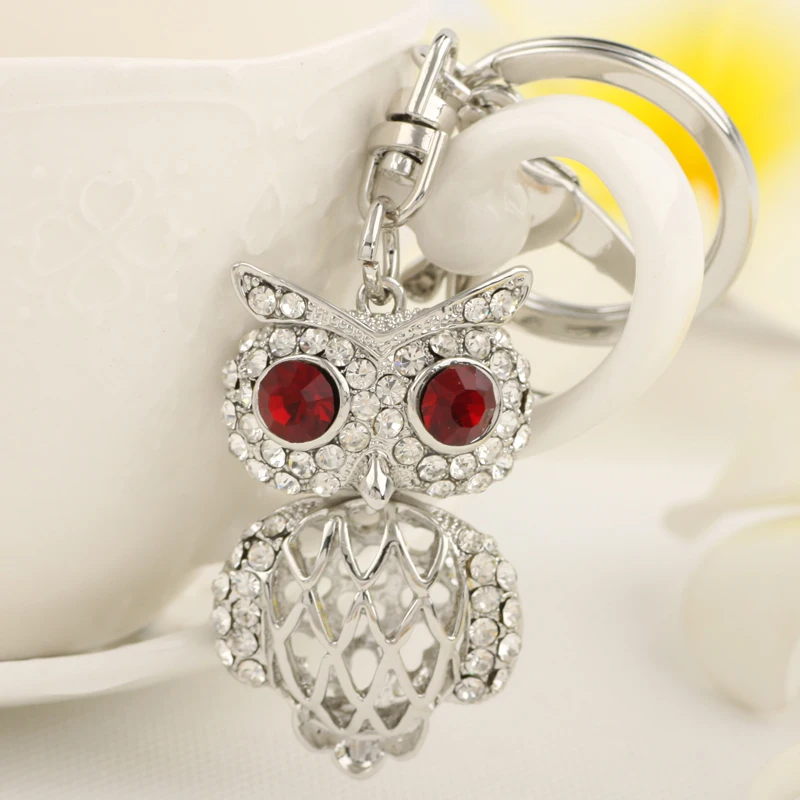 Novelty Rhinestone Owl Bag Keychains Keyring Fashion Animal Metal ...