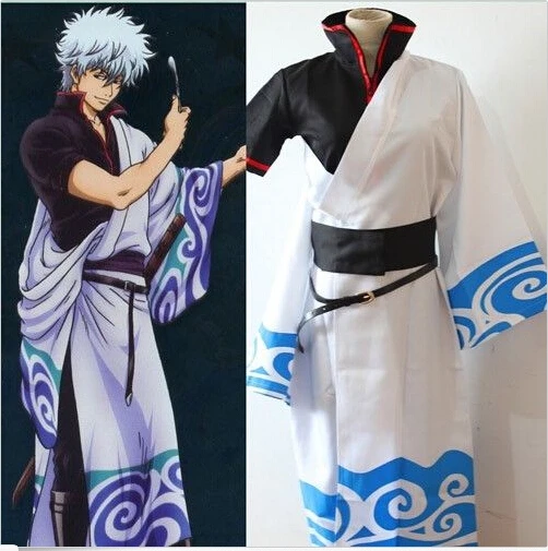 Japanese Anime Gintama Sakata Gintoki Cosplay Costume Kimono Coat S 2XL ...