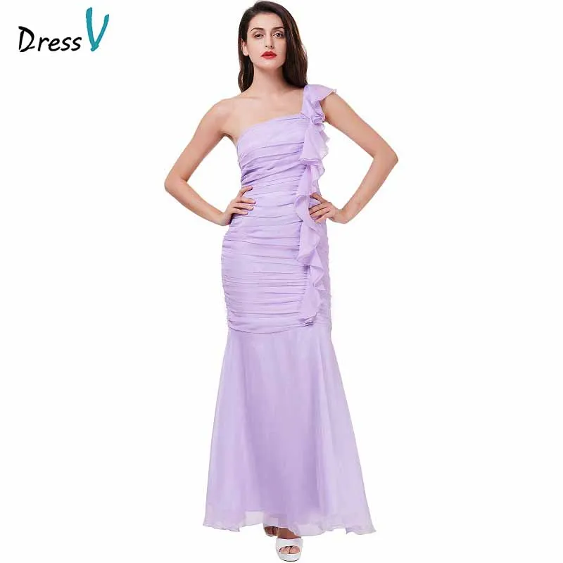Buy Dressv Lilac Evening Dress Cheap One Shoulder Sheath Ruched Floor Length