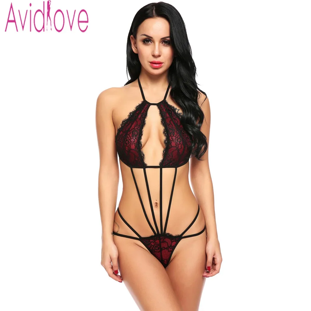 Avidlove Women Sexy One Piece Lingerie Hot Erotic Halter Backless Lace
