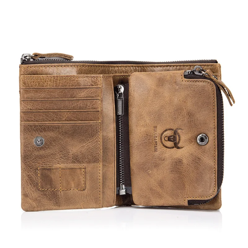 Genuine-leather-men-wallet-detachable-coin-pocket-vintage-hasp-mens ...