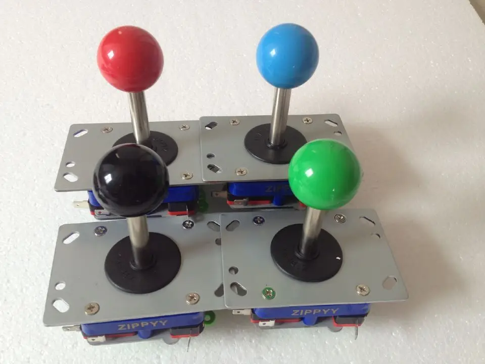 4 pcs ZIPPY Joystick short shaft blue yellow ball top 4ways and 8 ways ...