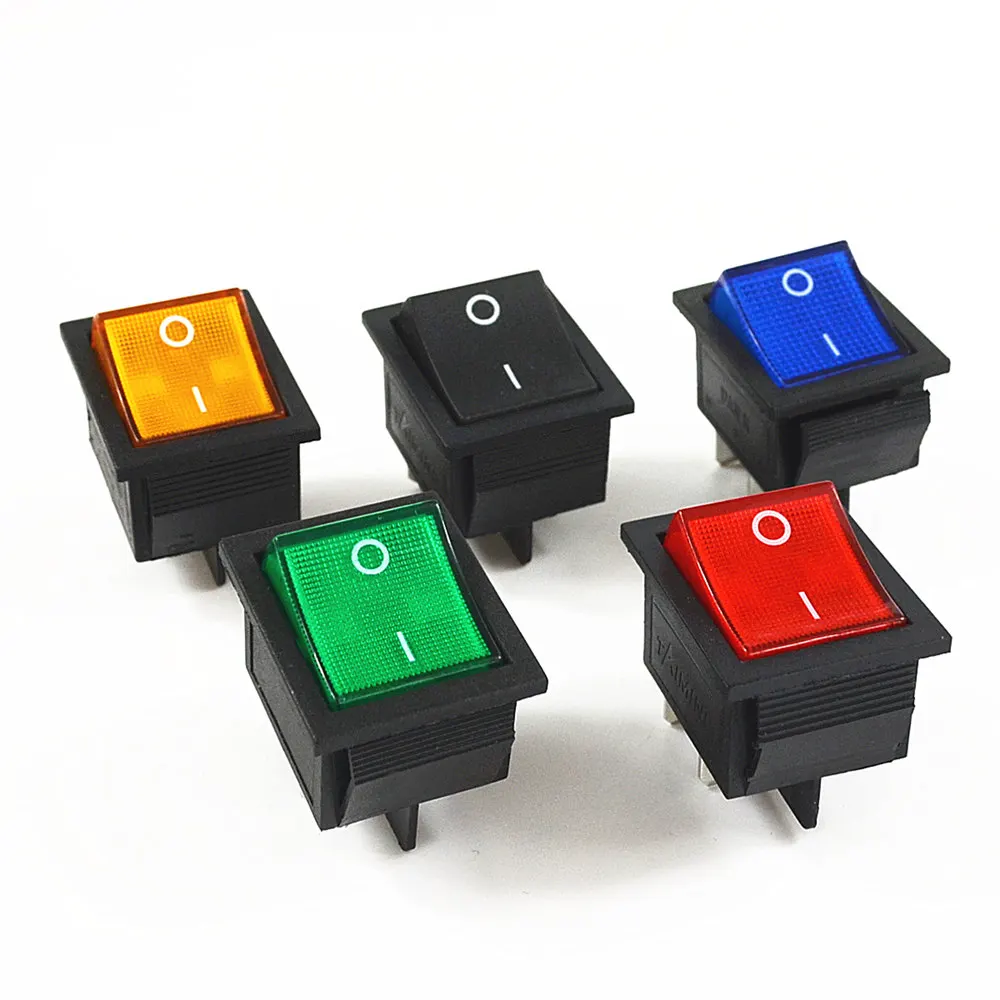 5Pcs Latching Rocker Switch Power Switch I/O 4 Pins with Light 16A ...