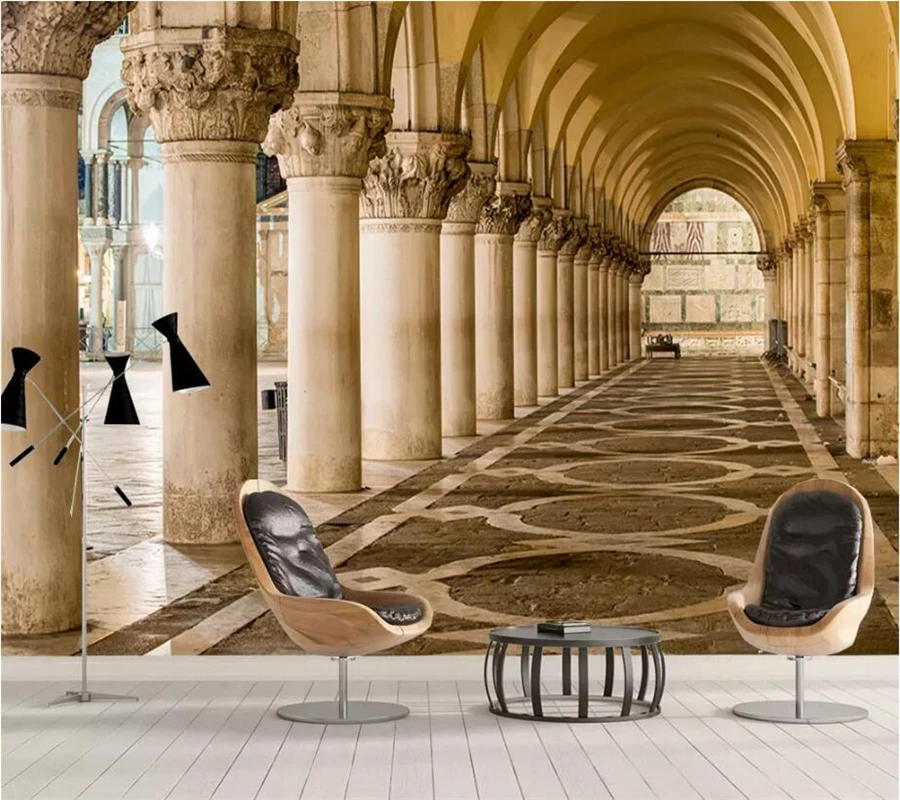 Beibehang Custom Wallpaper 3d Mural European Ancient Architecture