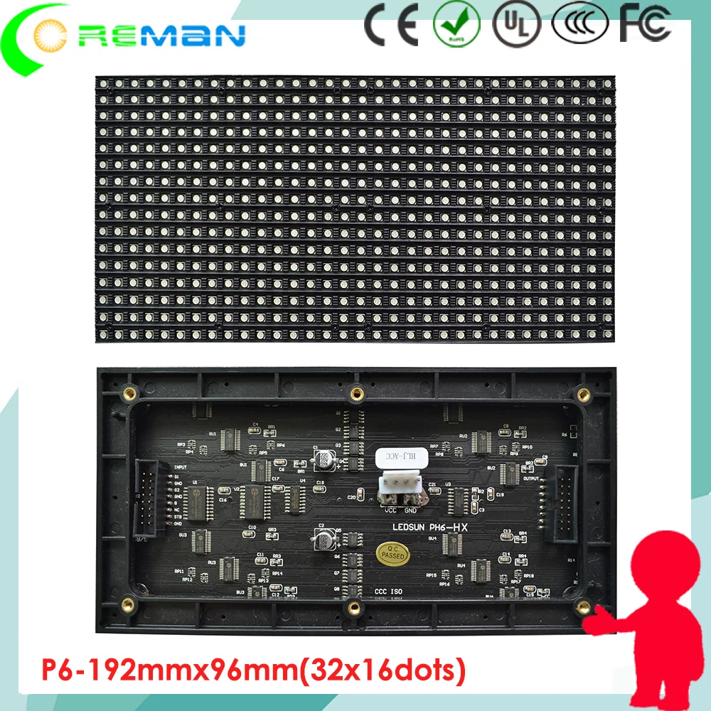 Rgb led 매트릭스 P6 96mm x 192mm 16x32 픽셀 hub75, 고휘도 SMD3528 P6 led 모듈 가격
