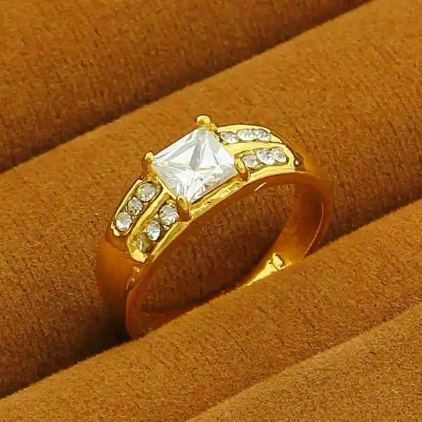 Free Shipping 2015 Lovely 24k gold plated wedding rings fine white ...