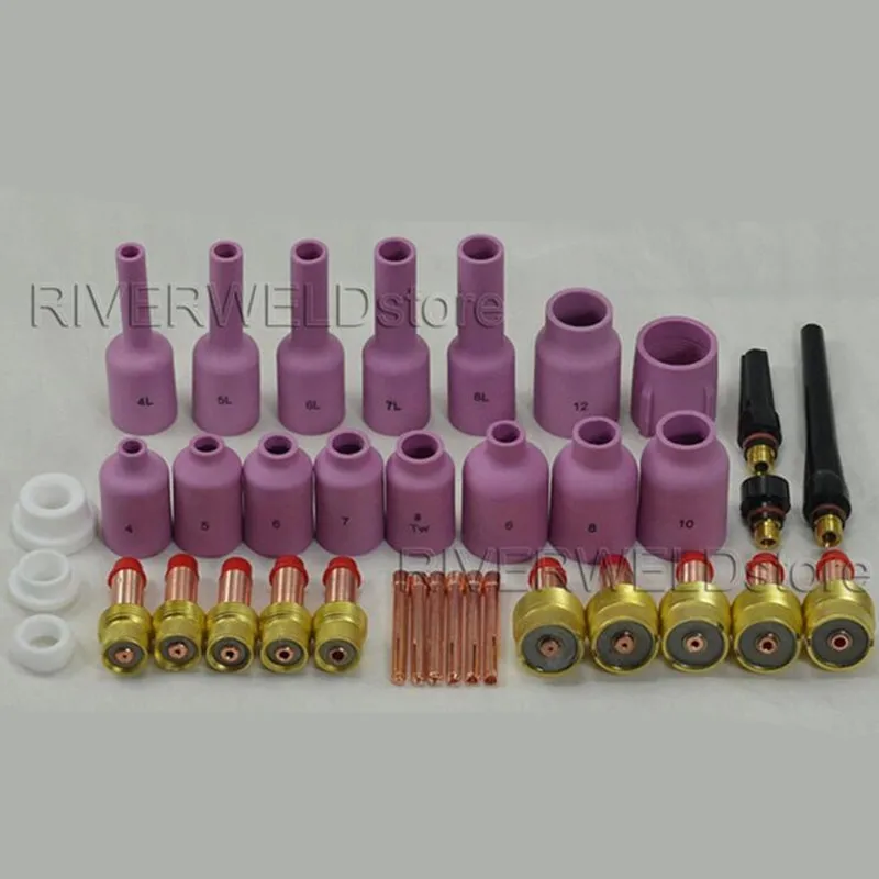 Tig Kit Alumina Nozzle Gas Lens Collet Body And Back Cap Consumables