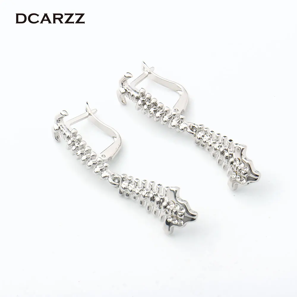 2 Colors Spine Earrings the Human Bones Shape Crystal Stud Earrings for ...