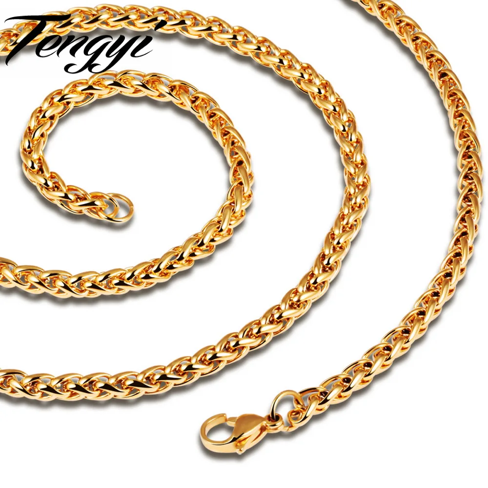 Tengyi clásico oro color collar 316l Acero inoxidable hombres Cadenas ...