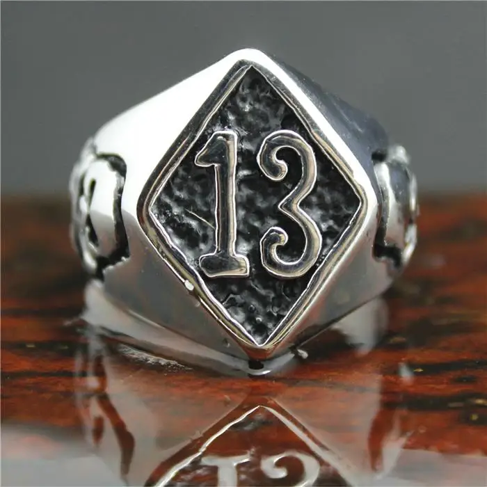 2015 Cool 316L Stainless Steel Biker 13 Skull Ring Mens Motorcycle ...