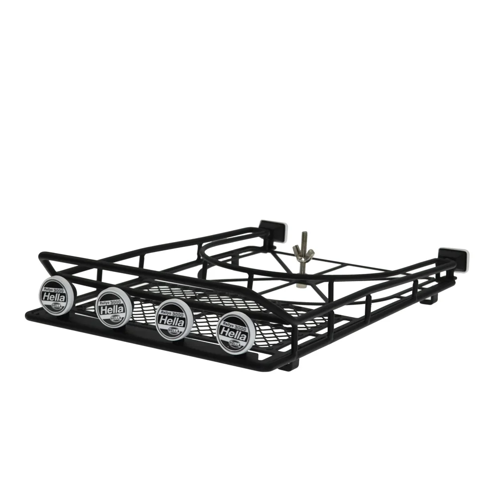Metal Roof Rack with Spare Tire Holder & LED light for 1:10 RC Rock ...