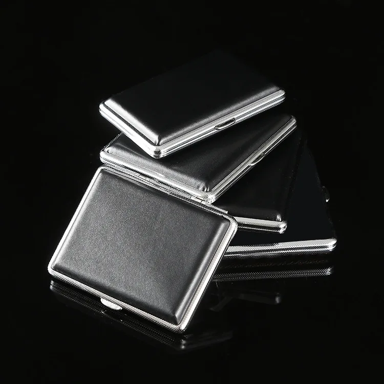 Ultra-thin black leather cigarette case 20 pcs cigarette box Creative ...
