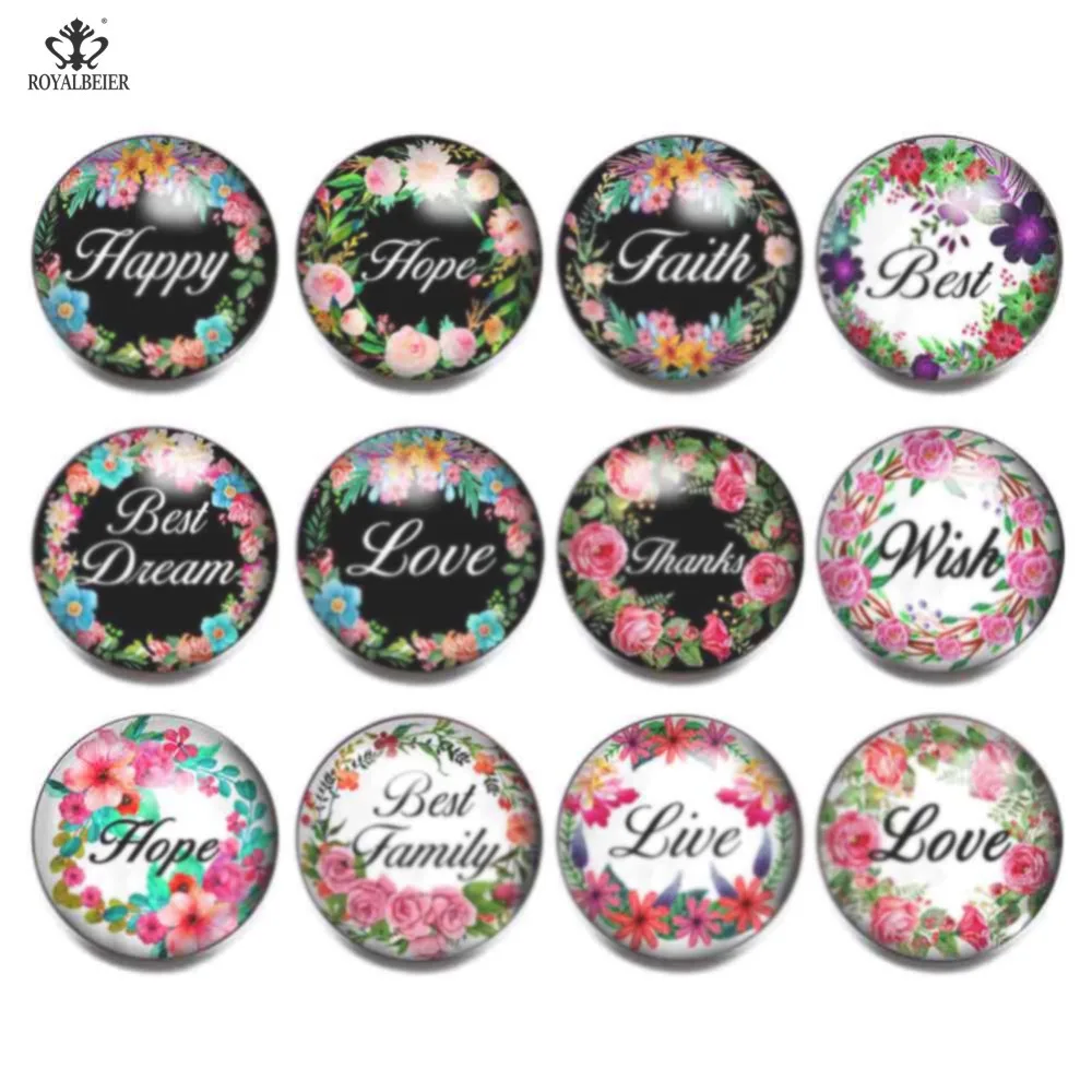ROYALBEIER 12pcs/lot Mix Colors Exotic 18mm Glass Snap Button Jewelry ...