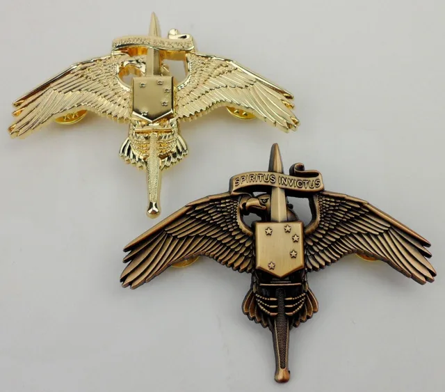 USMC MARINE RAIDERS BADGE INSIGNIA USMC MARSOC WINGS BADGE PIN GOLDEN ...