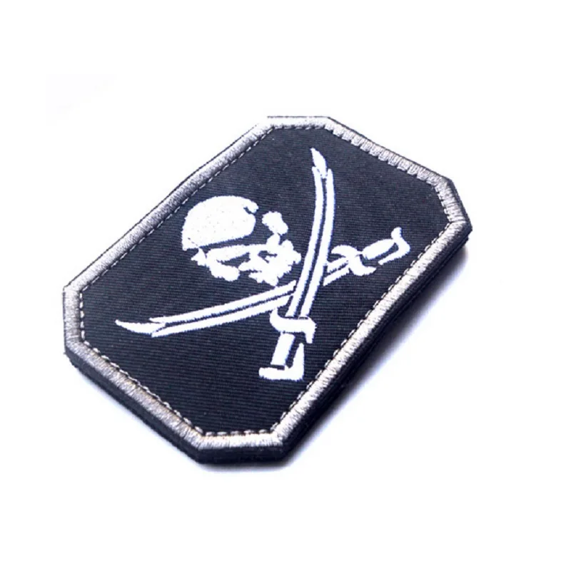 Embroidered Patch Navy Seals Patch Jolly Roger Pirate Skull Crossed Swords Patch Army Military ...