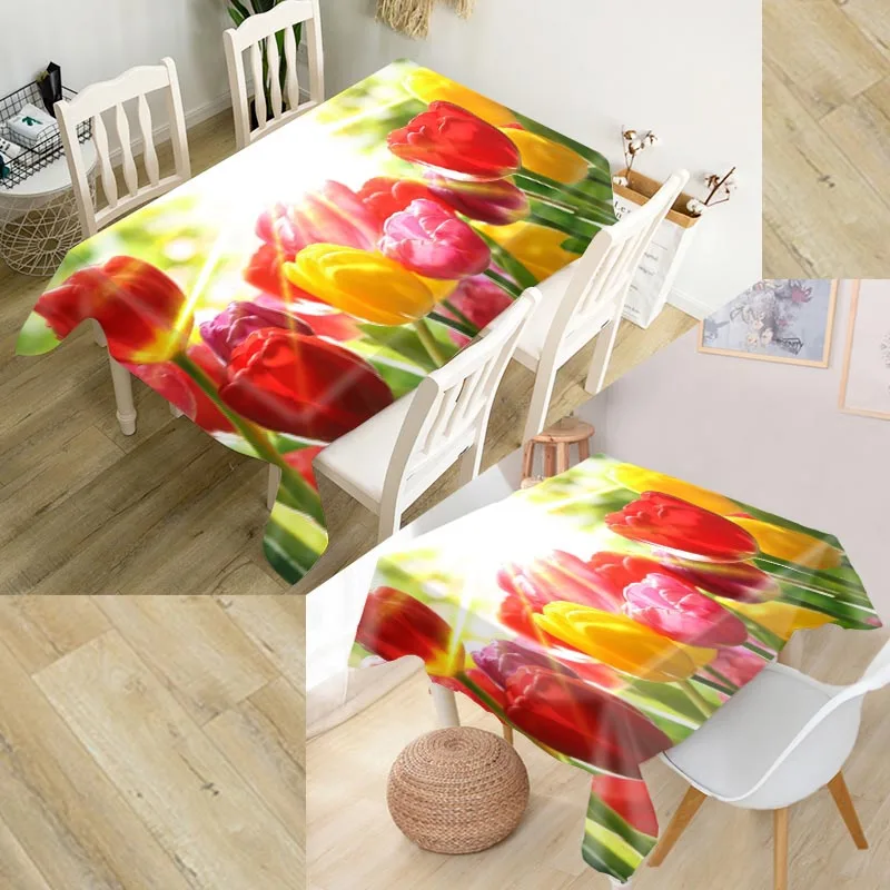 Nappe-de-Table-de-mariage-3D-personnalisable-tulipes-fleurs-imperm ...