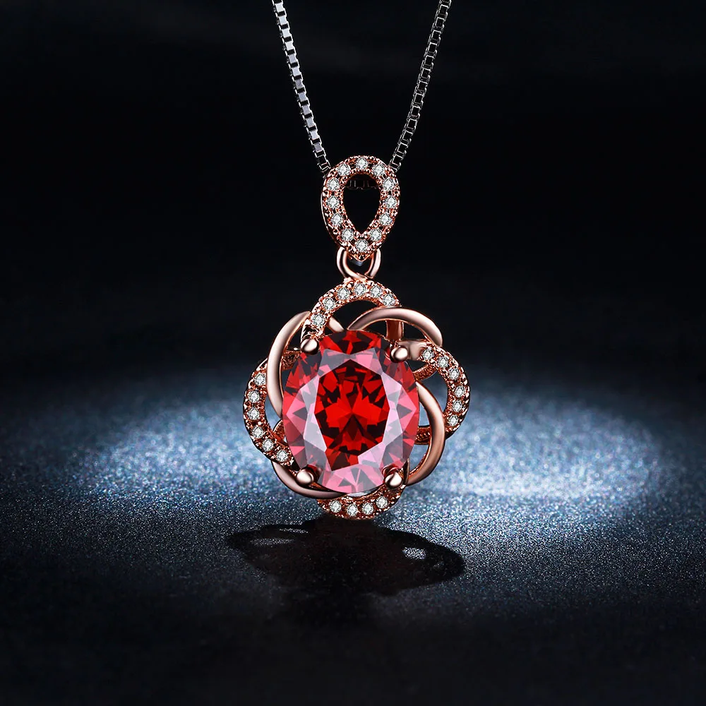 Red Crystal Vintage Necklace Rose Jewelry Pendents Necklaces For Women ...