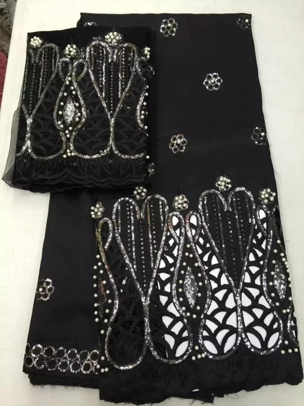 Beaded George Fabric with 2yards Tulle Lace African George with blouse ...