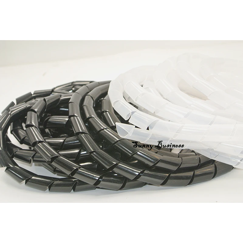 Black Or White 20mm Outside Dia Spiral Wire Wrap Tube Manage Cord ...
