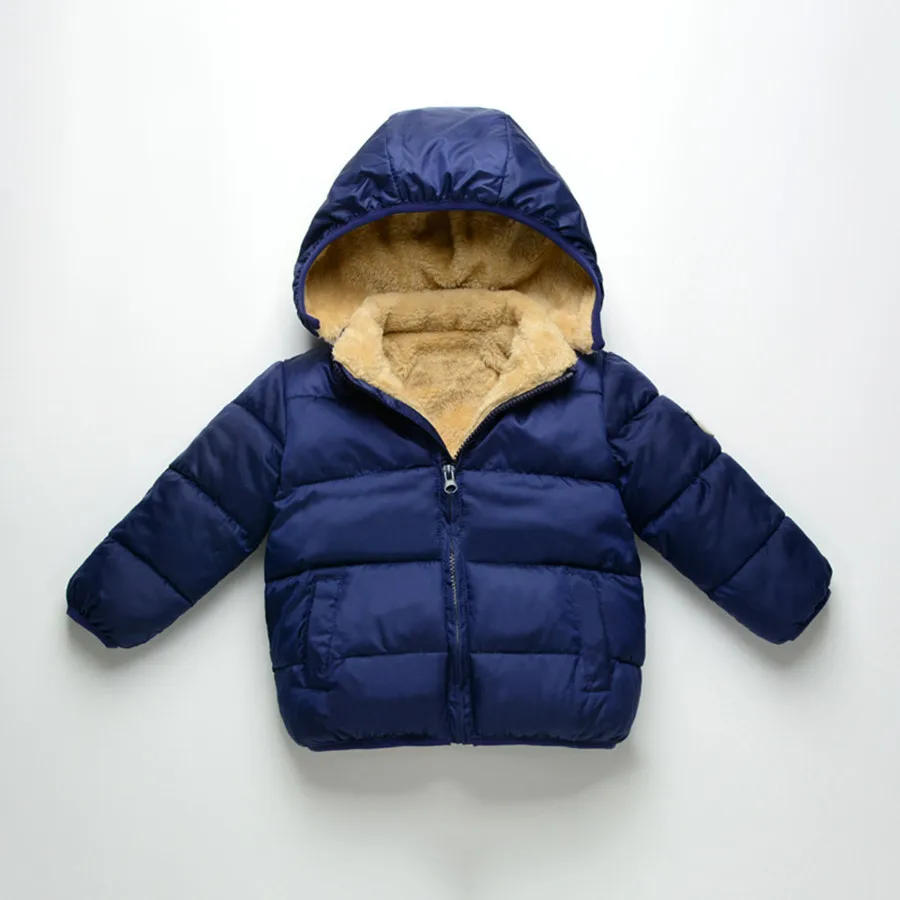 2018 Boys Jacket Fashion Blue Warm Coat Kids Casual Winter Hooded ...