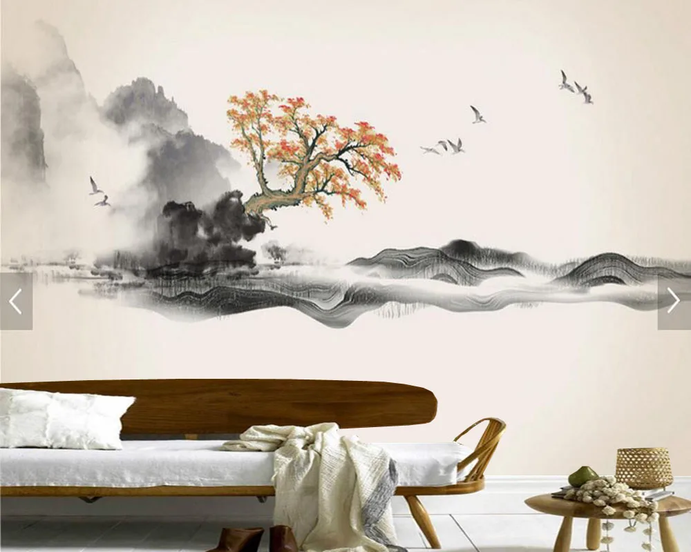 Chinese ink landscape painting wallpaper papel de parede,living room tv ...