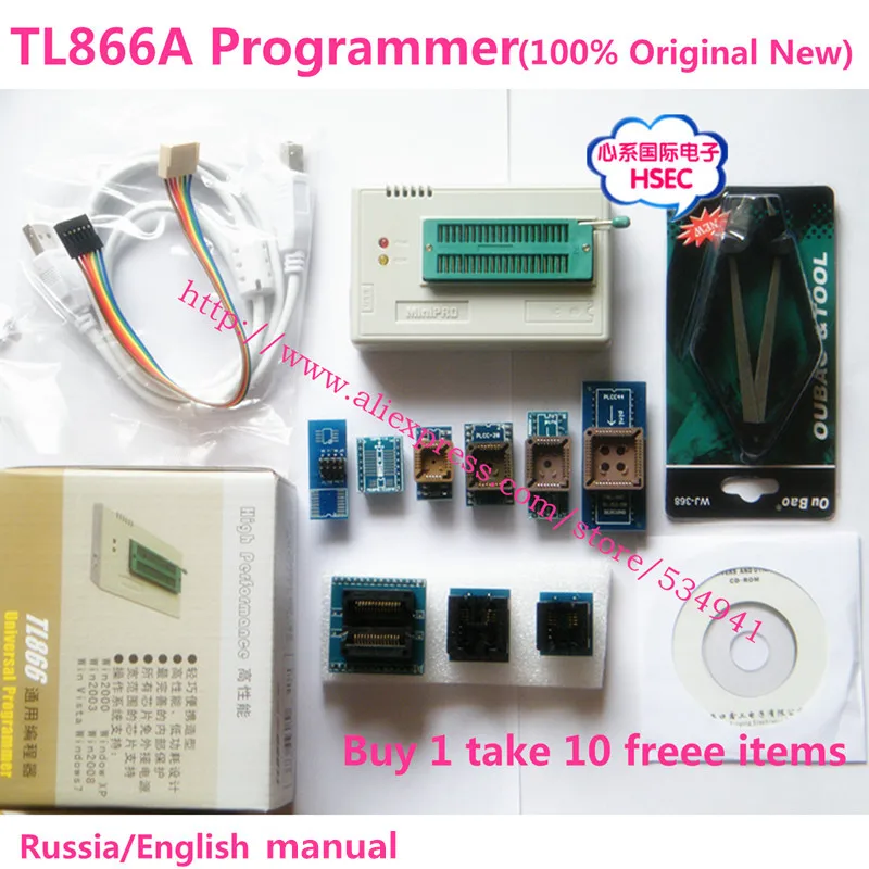 100% Original 2016 NEW V6.5 minipro TL866A usb programmer +10 items IC ...