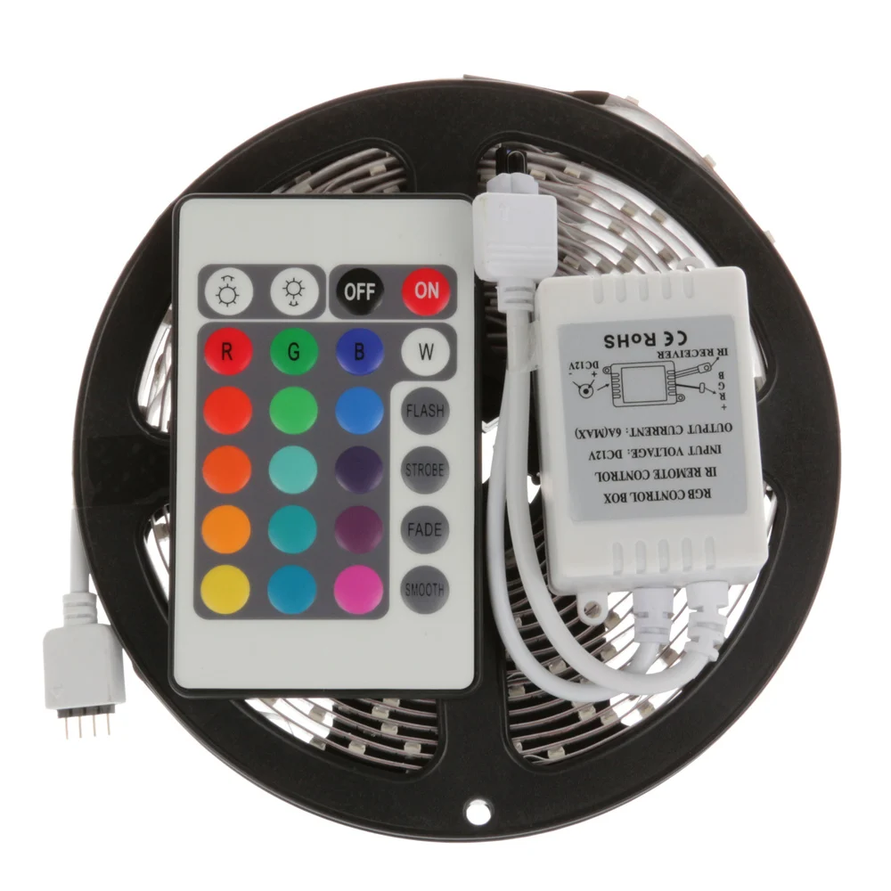 Outdoor 5M 3528 RGB Waterproof Flexible Strip 300 LED Light +24KEY IR ...