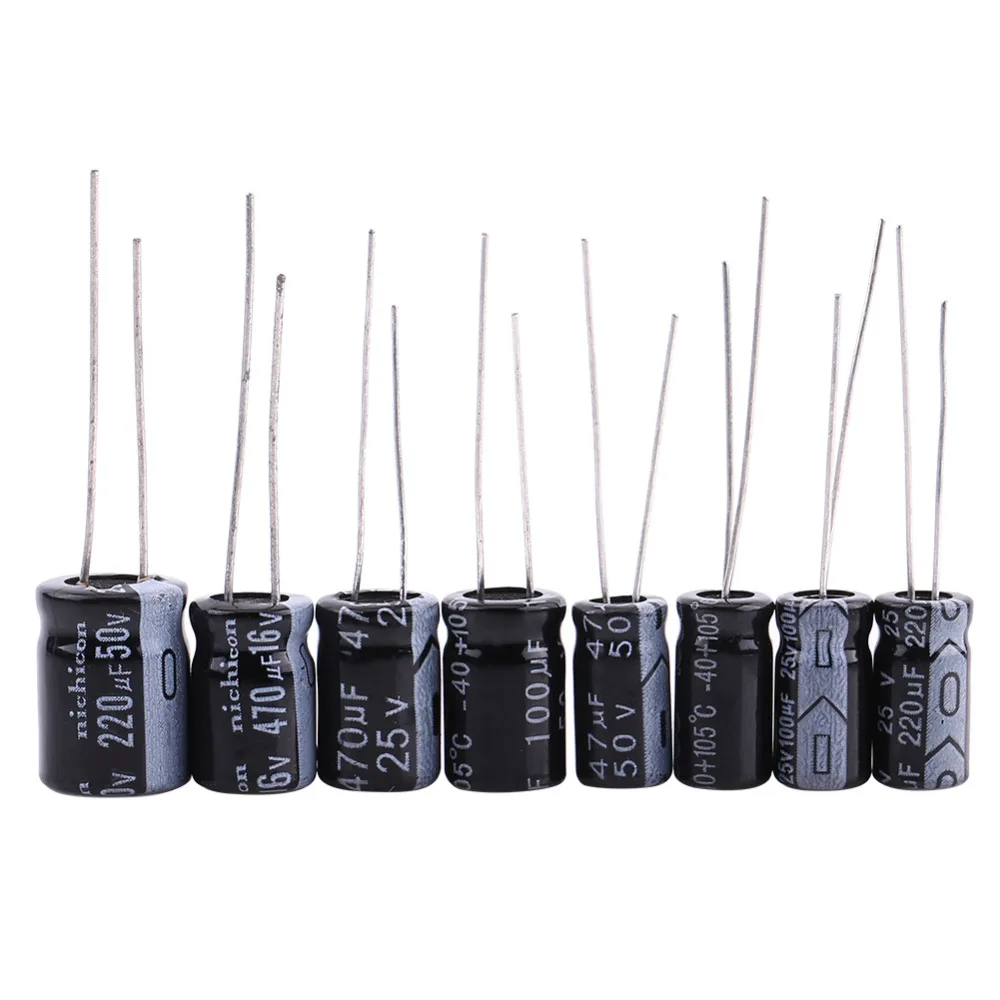 New Electrolytic Capacitors 125pcs/Set 1uF~2200uF 25 Values Radial ...