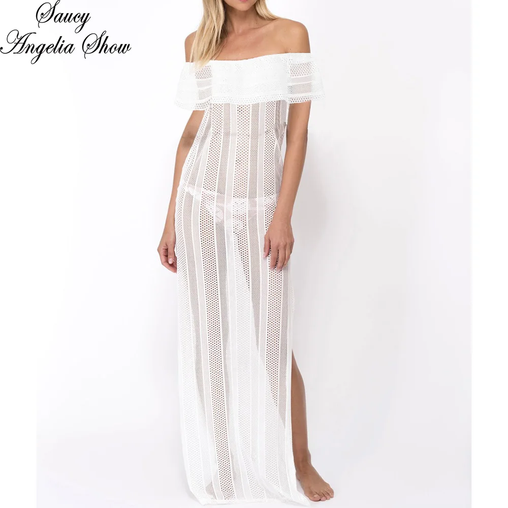 SAUCY ANGELIA Women Summer Dress 2018 Sexy Cut Open White See Through ...