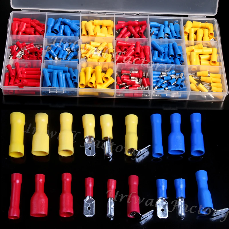 300PCS Insulated Crimp Wire Bullet Butt Connectors Set Piggy Back ...
