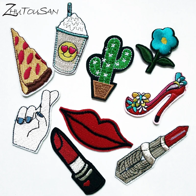 Zhutousan 9pcs Set Iron On Cartoon Embroidered Patches For Clothing Diy