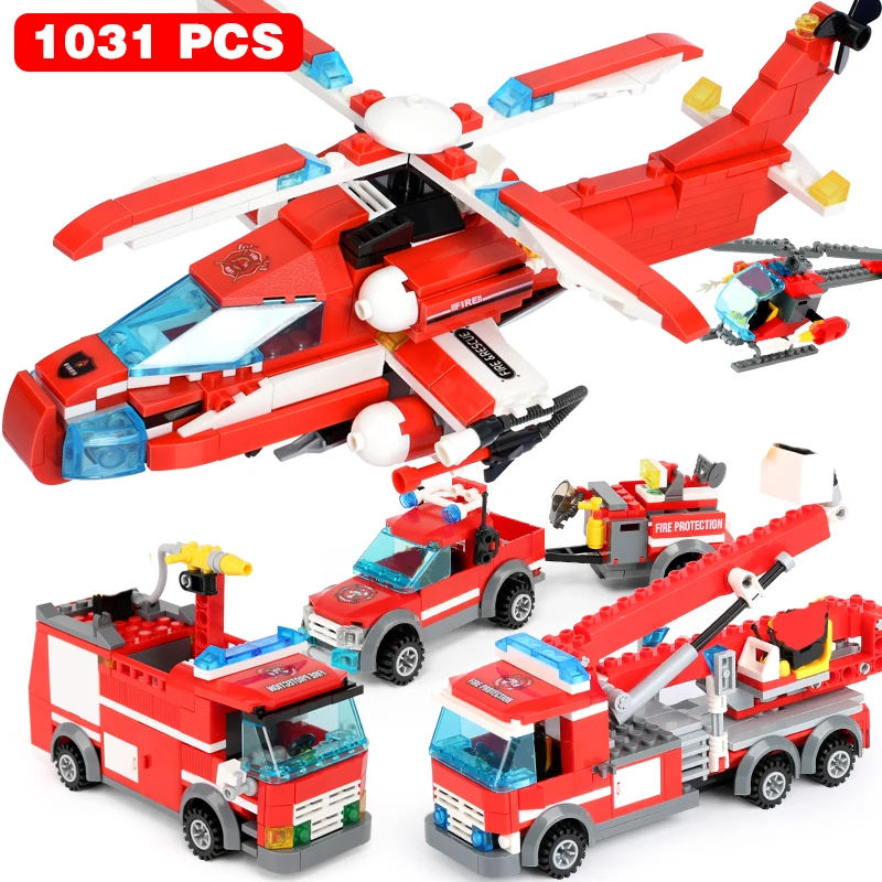 City Fire Station Building Blocks Mini Size Fire Engine Truck Blocks ...