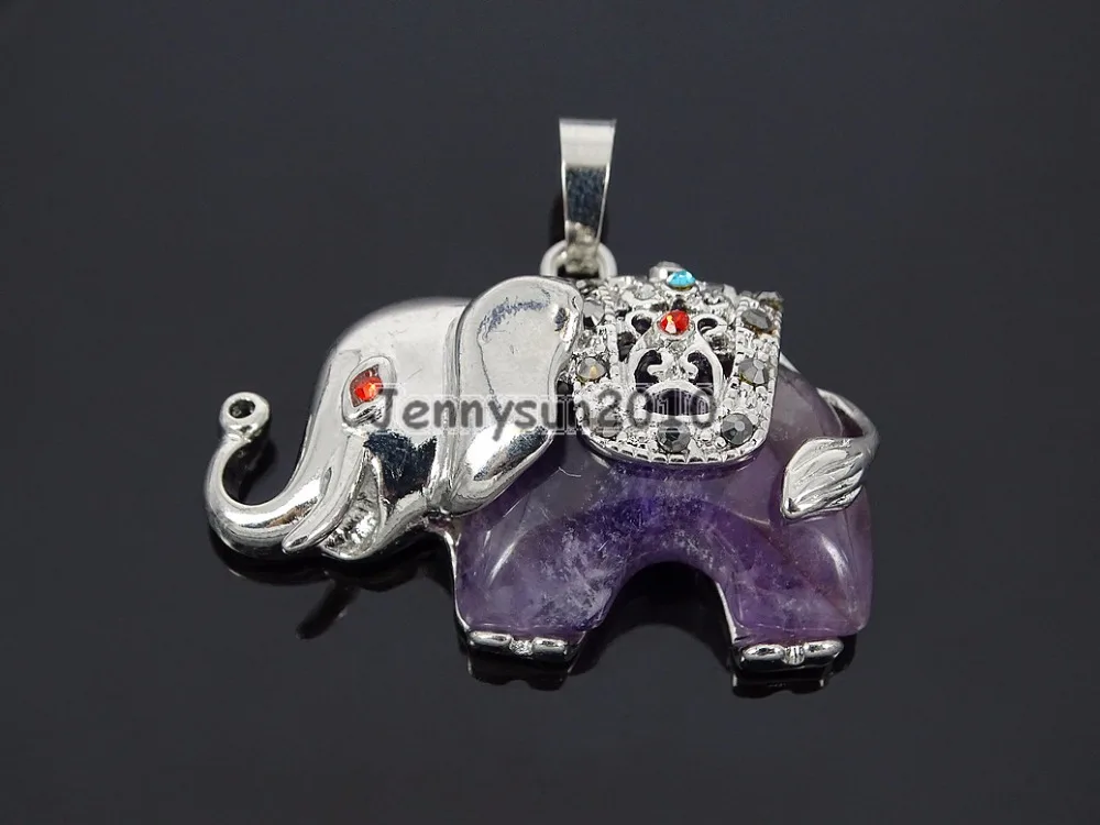 Nombre Natural tist gemas piedra elefante Reiki Chakra colgante de ...