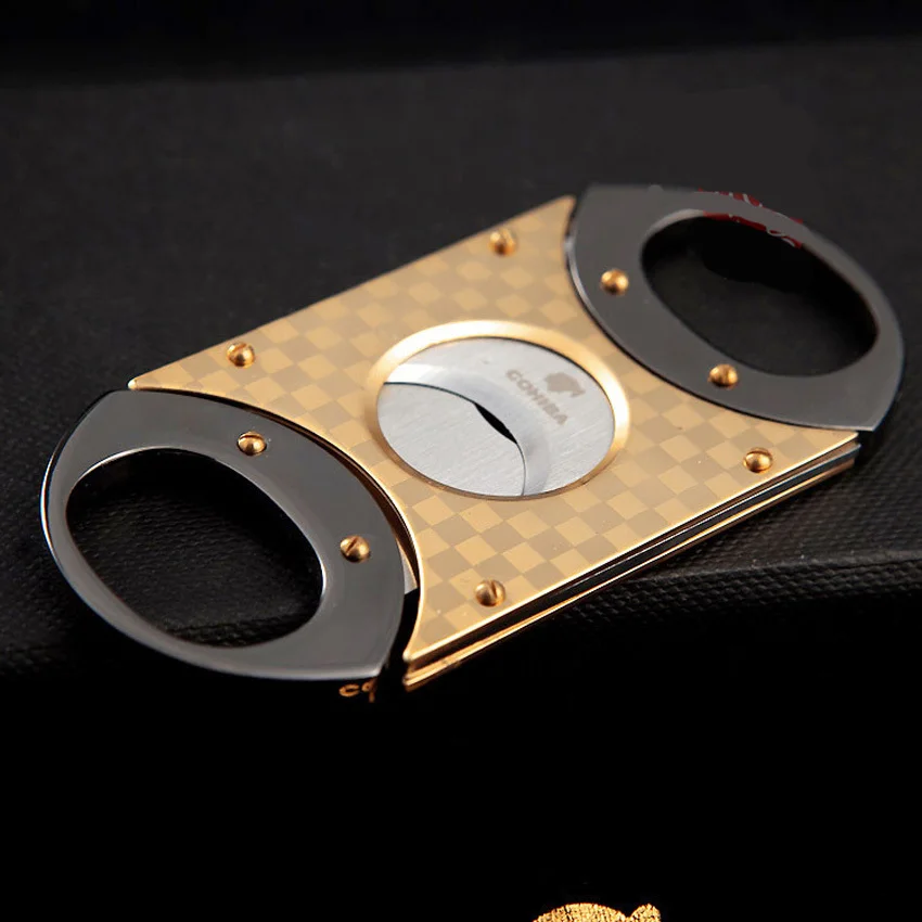 Double Blade Gold Plated Cigar Punch Cutter Stainless Steel Pocket ...