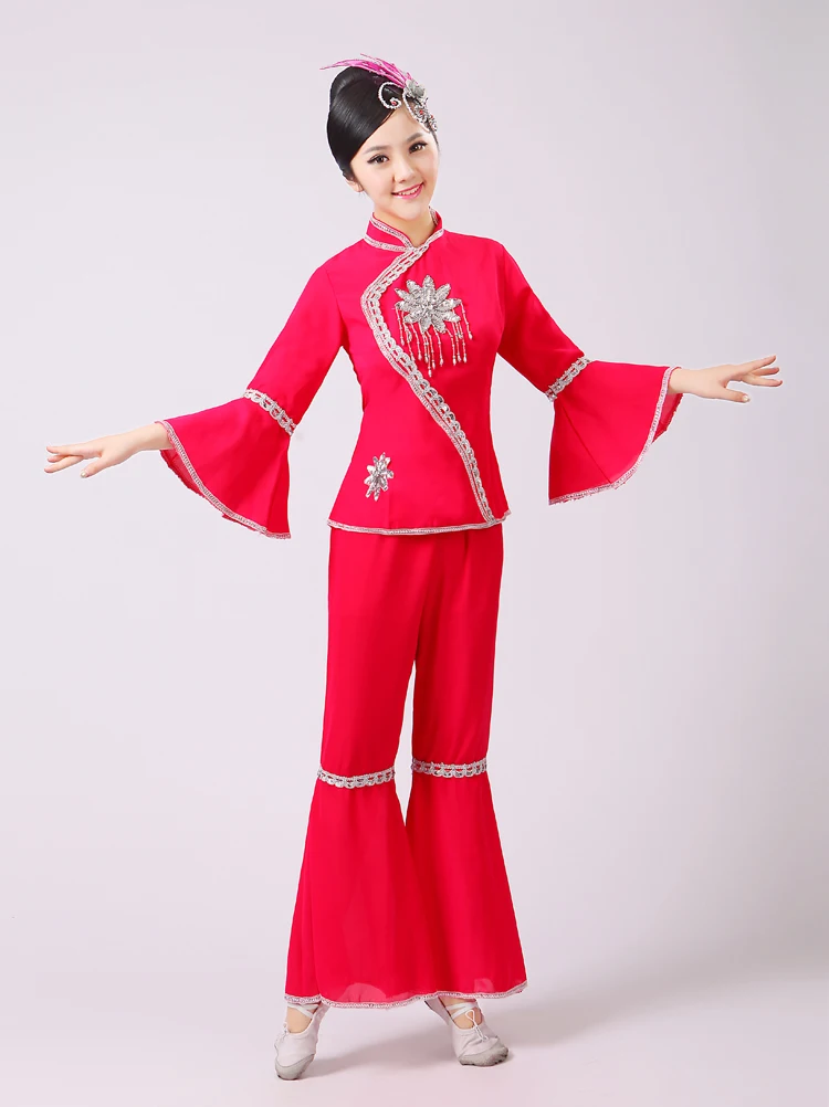 Chinese Folk Dance Wear Yangko Dance Costume Women Chinese Fan Dance ...