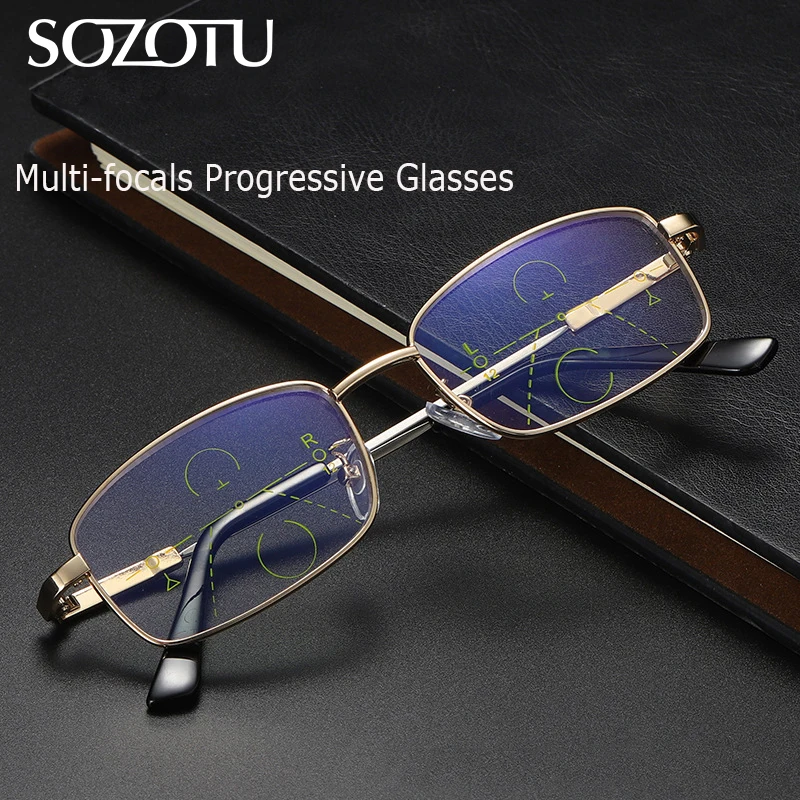 Sozotu Multi Focal Progressive Reading Glasses Men Presbyopia Eyeglasses Male Eyewear For See