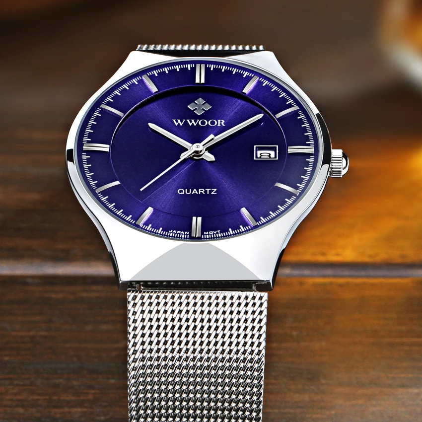 מוצר - Top Luxury Brand WWOR Watches Men Quartz Wrist Watch Mesh Strap ...