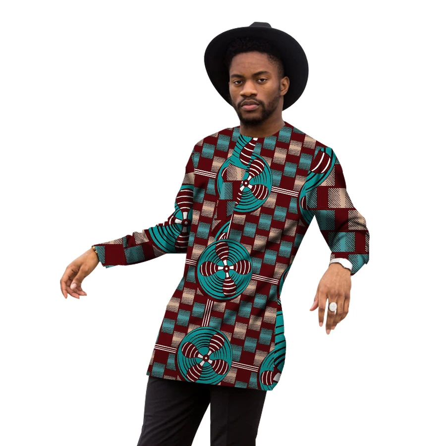 Buy Fashion Mens African Traditional Print Tops Long