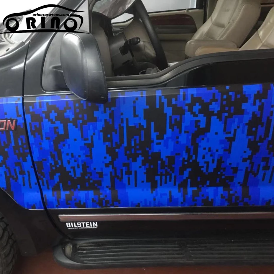 50CMX5M/Roll Digital Car Sticker Decal Blue Camouflage Pixel Vinyl Film ...