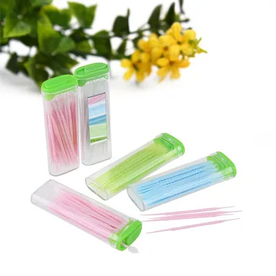 Plastic Toothpicks Brush Hair 30pcs in Mondadientes Mirror Box Korean ...