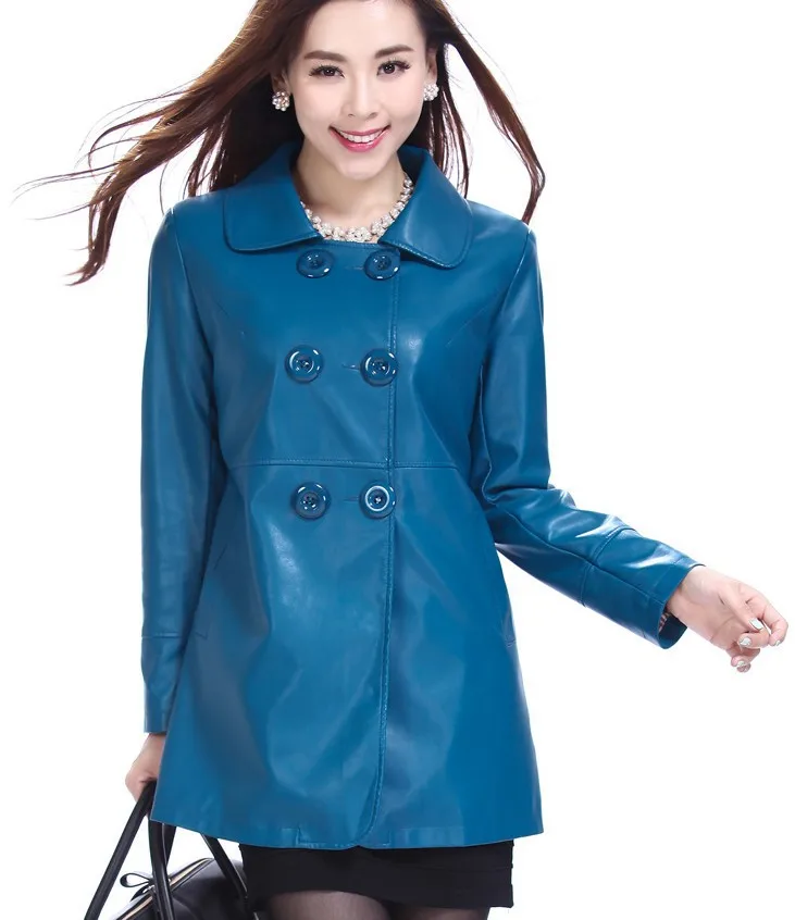 Купить НОВАЯ ЗИМНЯЯ ЛЕДИ КОЖАНОЕ ПАЛЬТО, ДЛИННЫЕ ЖЕНСКИЕ КОЖАНЫЕ ПАЛЬТО ...