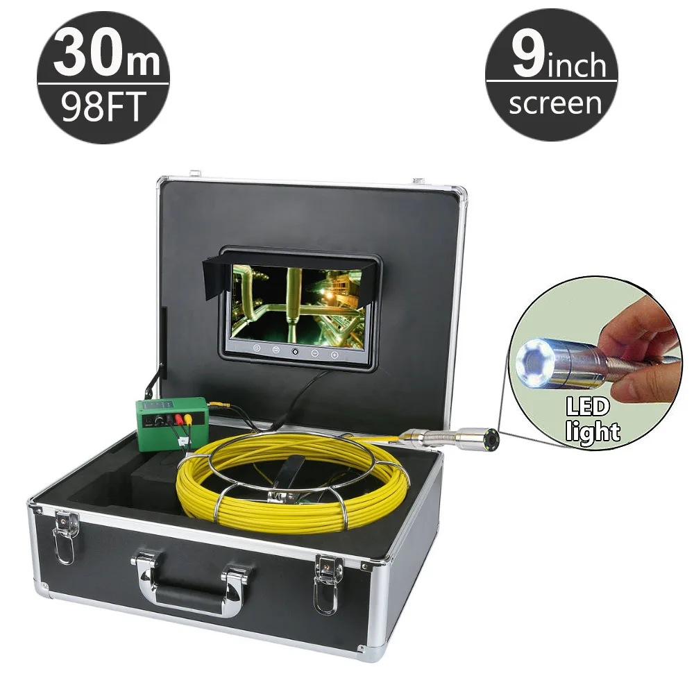 30m/100ft Pipe Pipeline Inspection Camera, Drain Sewer Industrial ...