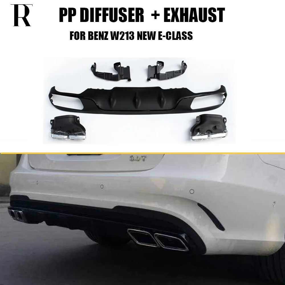 E63 Style 4 Outlet PP Rear Diffuser with Exhaust Tips for Benz W213 New ...