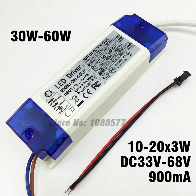 1/ 2/ 5/ 10 Pieces 30W 40W 50W 60W 10-20x3W 900mA LED Driver DC33-68V ...