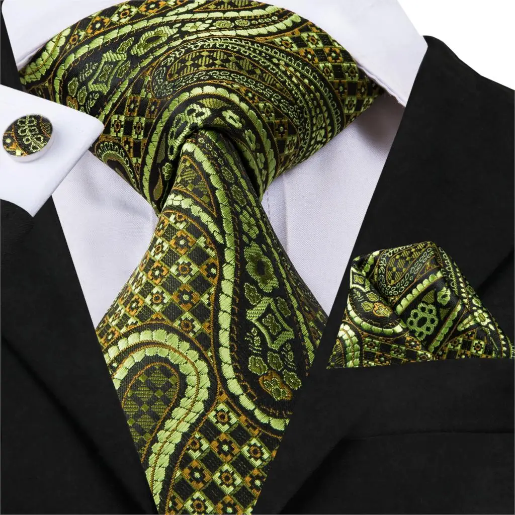 Hi Tie Autumn New Arrival Men's Ties Green Silk Jacquard Classic Luxury ...